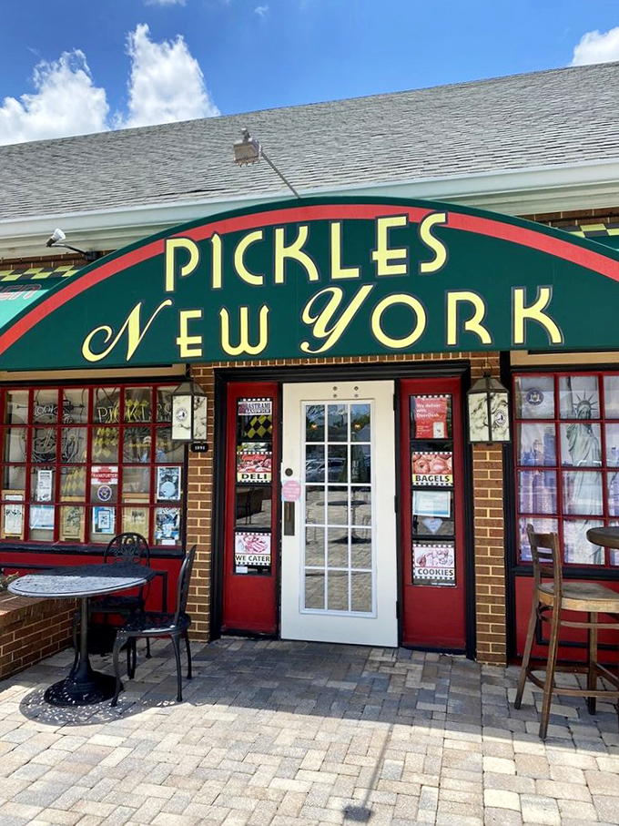 The entrance promises New York authenticity with Florida sunshine. Like finding a Yankees cap at Disney World&mdash;unexpected but somehow perfect.