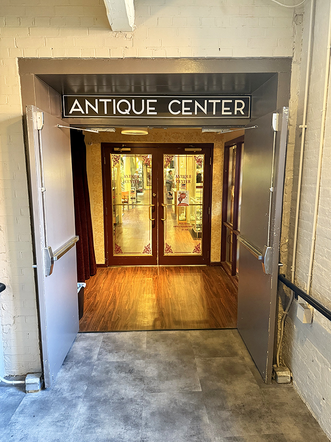 The unassuming entrance to the Antique Center beckons with promise&mdash;beyond these doors lie thousands of objects waiting for their next chapter.
