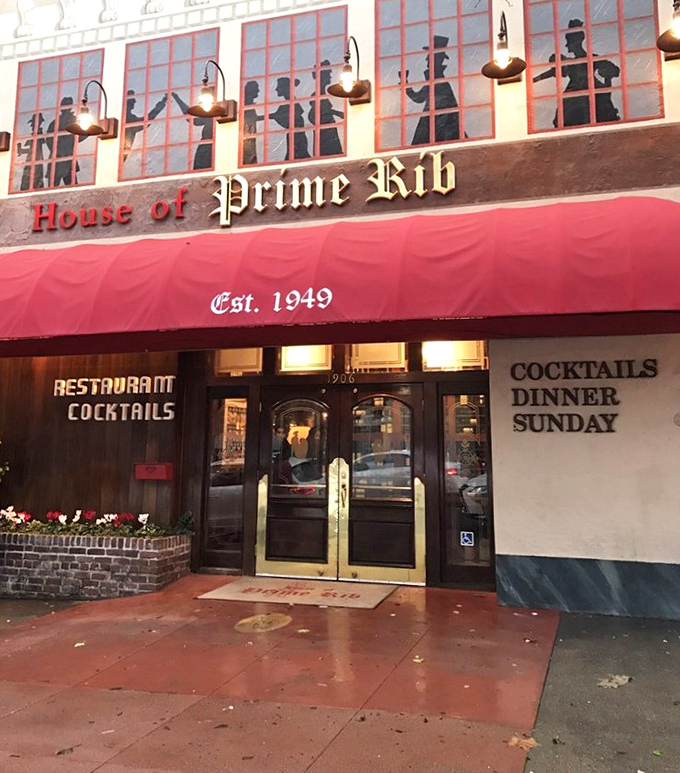 The entrance promises what lies within&mdash;a San Francisco institution where the silhouettes in the windows hint at decades of memorable meals and celebrations.