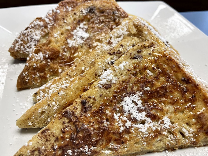 French toast that's dressed up for the occasion with a light dusting of powdered sugar &ndash; breakfast's version of putting on a tuxedo.
