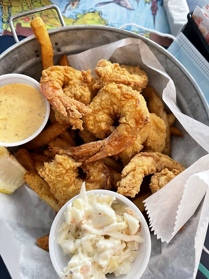 Fried shrimp that crunch louder than your diet plan breaking&mdash;served with dipping sauce that makes vegetables seem entirely unnecessary.