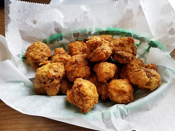 Golden-fried mushrooms that make you question why anyone would ever eat vegetables any other way. Crispy outside, juicy inside&mdash;nature's perfect snack.