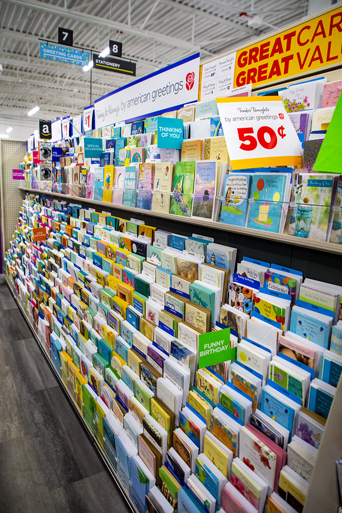 The greeting card section – where for just 50 cents, you can tell someone exactly how you feel, with words someone else wrote.