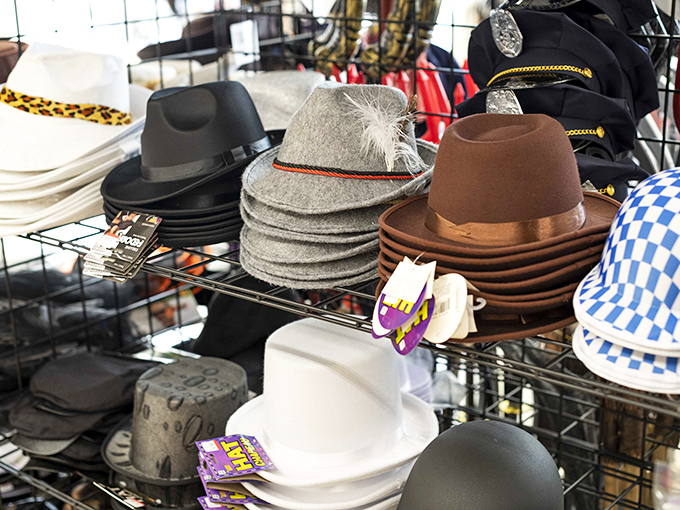Hat heaven! From dapper fedoras to casual caps, this display offers headwear solutions for every style crisis.