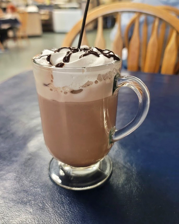 Hot chocolate that understands its assignment: comfort in a mug, topped with a cloud of whipped cream. Winter blues don't stand a chance.