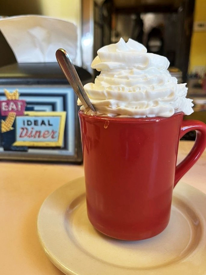 Hot chocolate that doesn't need to be "artisanal" or "craft"&mdash;just topped with a cloud of whipped cream that makes adults feel like kids again.