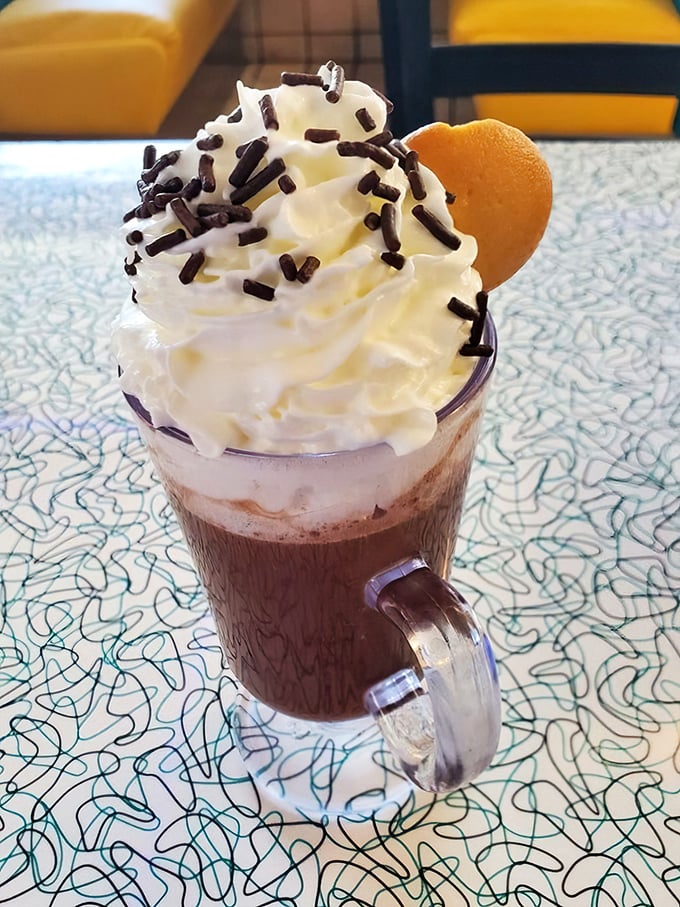 Hot chocolate that doesn't just arrive&mdash;it makes an entrance. Those whipped cream mountains with chocolate sprinkles are what childhood dreams are made of. 