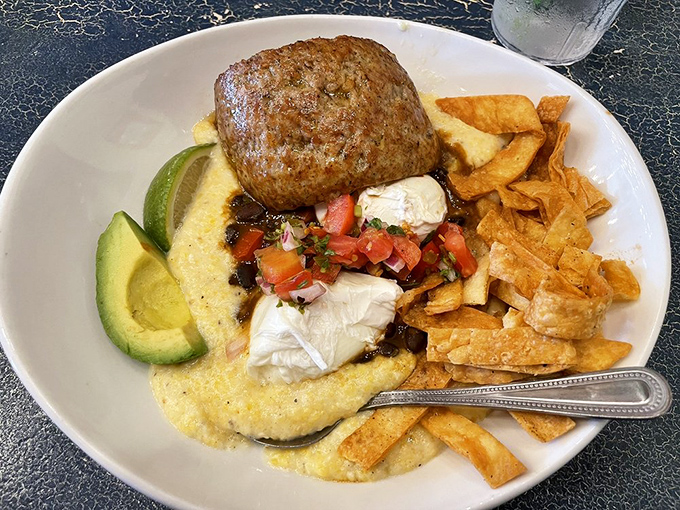 A fiesta on a plate&mdash;creamy grits, fresh avocado, and perfectly cooked eggs create a morning masterpiece. Breakfast without borders.