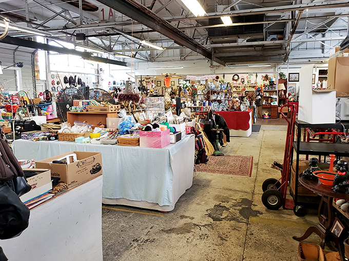 The industrial charm of possibility. High ceilings and concrete floors create the perfect backdrop for unexpected discoveries.