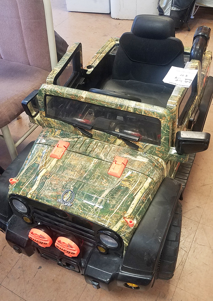 Adventure awaits the lucky child who discovers this rugged ride-on Jeep&mdash;proof that imagination vehicles don't require premium gas or insurance.