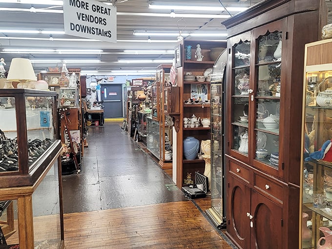 Glass cases protecting precious memories&mdash;where jewelry that adorned past generations waits for the chance to become someone's "something old."