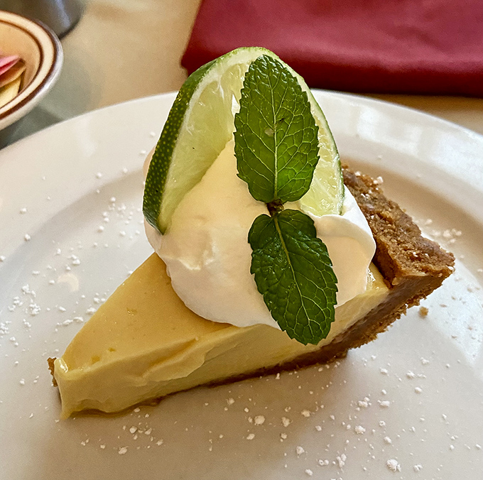Key lime pie provides the perfect sweet ending to a meal that celebrates everything right about American dining.