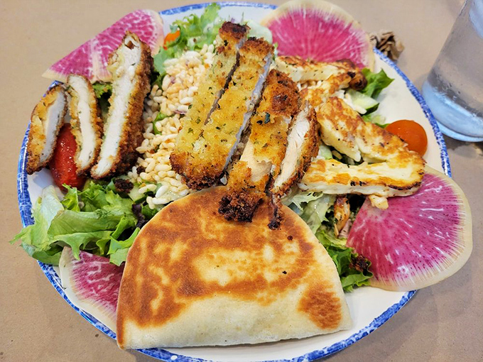 A salad that actually satisfies&mdash;the unicorn of lunch options. Those watermelon radishes add pops of color that Instagram filters wish they could replicate.