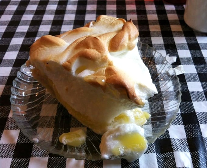 Lemon meringue pie with clouds of toasted meringue that would make meteorologists issue special weather advisories for exceptional fluffiness.