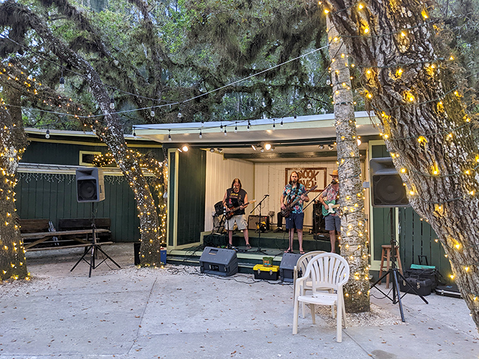 Local musicians turn up the Florida folk charm. The outdoor stage at Snook Haven proves that the best entertainment doesn't need fancy production&mdash;just passion and a porch.