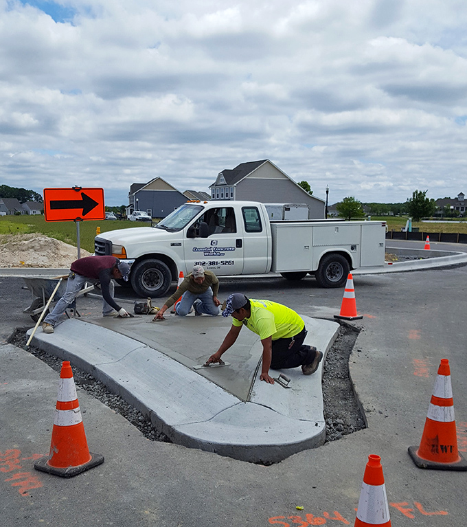 Craftsmanship in action &ndash; Bridgeville's growth happens one carefully finished concrete corner at a time, built by local hands.