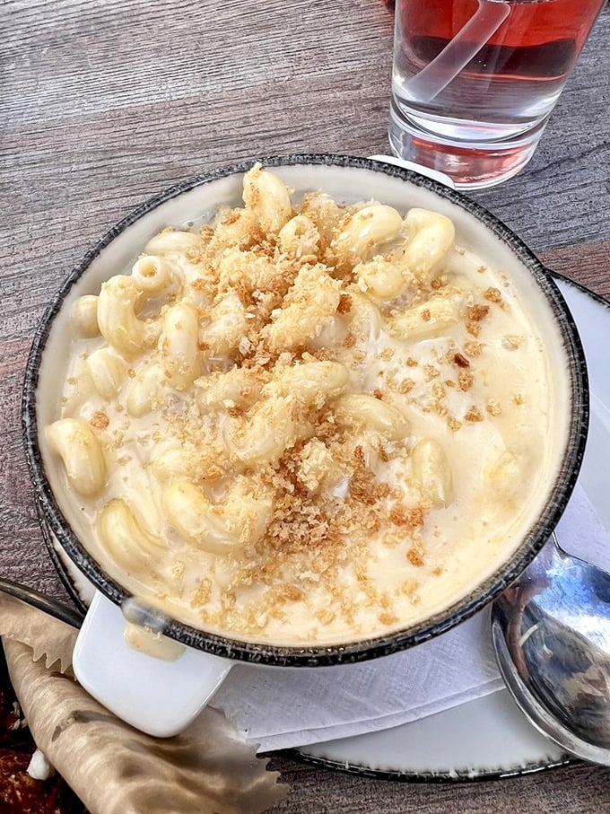 Mac & cheese that achieves the perfect cheese-pull-to-creaminess ratio&mdash;topped with toasted breadcrumbs because even comfort food deserves a crown. 