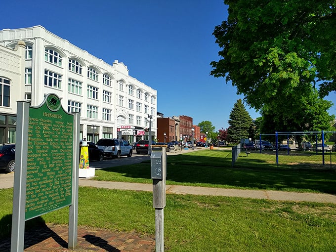 Historic markers remind us that these streets witnessed the transformation of wilderness into community, one building at a time.