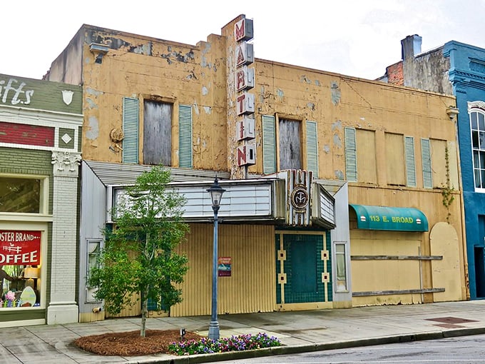 The Martin Theatre's faded glory hints at countless Saturday matinees and first dates&mdash;even in disrepair, it commands the street with nostalgic authority.
