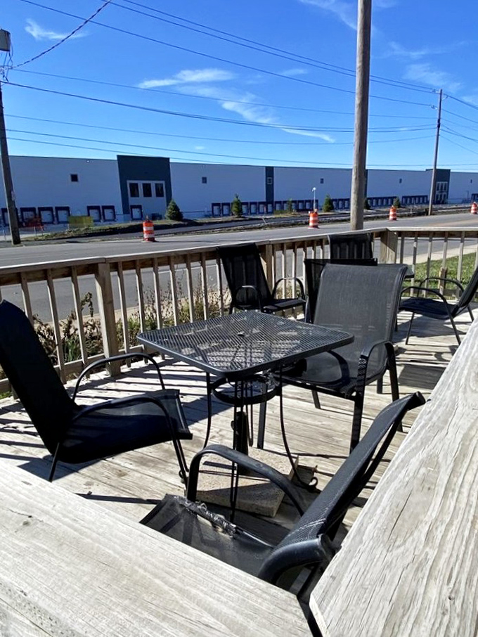 The patio provides a sunny spot to enjoy your meal while contemplating life's big questions, like "Should I order pie for dessert?" (The answer is always yes.)