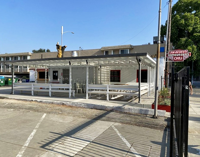 California sunshine and burger time. The outdoor patio offers the perfect setting for enjoying your meal with a side of vitamin D.