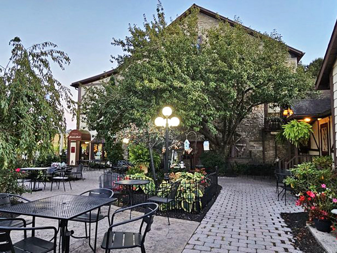 The peaceful outdoor seating area, perfect for contemplating life's big questions, like "Should I go back for seconds?" (Spoiler: Yes, you should.)