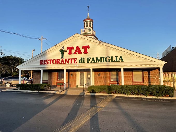 As the sun sets, TAT's welcoming facade glows with promise. This isn't just a restaurant; it's a Columbus institution that stands the test of time.