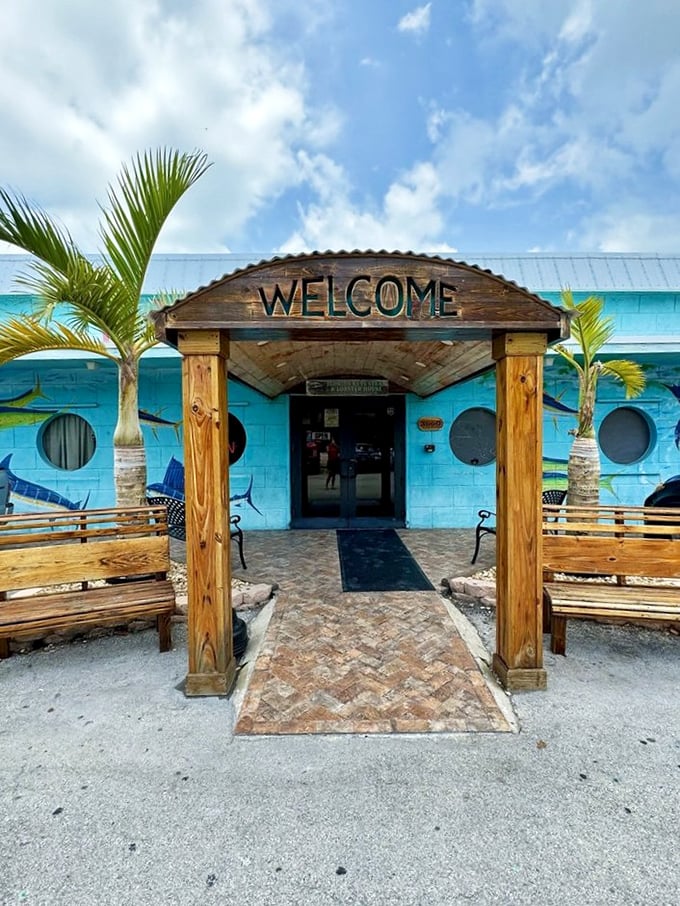 The wooden welcome archway flanked by palm trees sets the tone: Leave your worries at the door&mdash;you've arrived somewhere special.