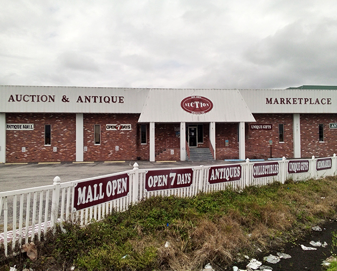 "OPEN 7 DAYS" reads like a siren call to collectors. This brick-and-mortar time machine welcomes visitors daily to its labyrinth of memories.