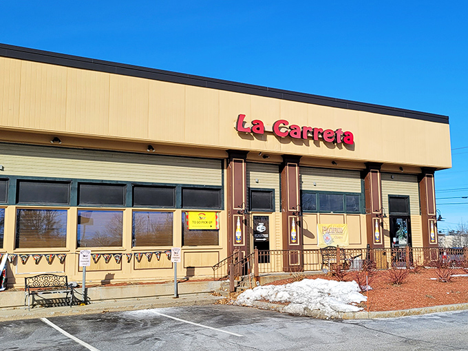 Even in winter, La Carreta stands ready to rescue New Hampshire residents from culinary boredom with its beacon of red signage.