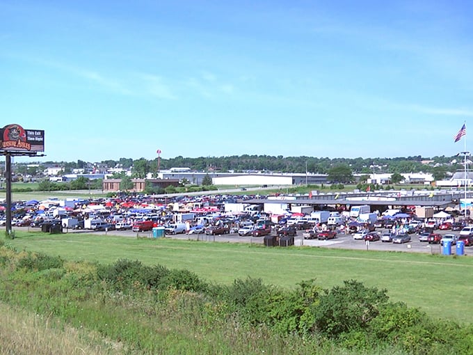 The outdoor market sprawls like a small city of pop-up shops. From this distance, you can almost hear the symphony of haggling.