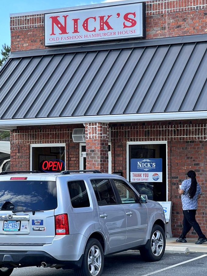 The welcoming entrance that's seen thousands of hungry arrivals and satisfied departures. That "Open" sign might be the best news you'll get today. 
