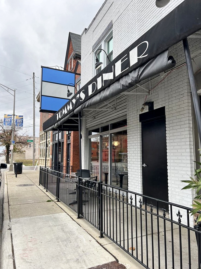 A streetside view that promises authentic diner magic within. That sidewalk has welcomed hungry Ohioans through every season for decades.