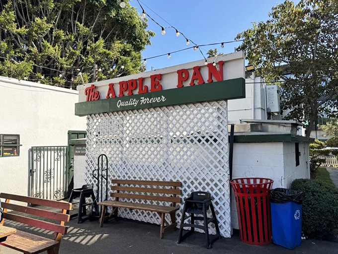 Even the exterior waiting area has a no-nonsense charm &ndash; a bench where anticipation builds with every passing minute.