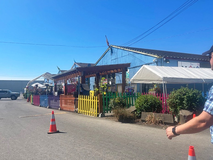 Step outside to discover even more vendors in colorful kiosks. The marketplace spills into the sunshine, refusing to be contained.
