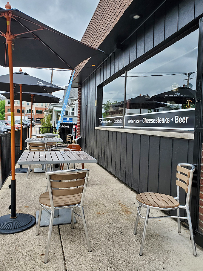 Alfresco dining, Marlow's style. These umbrella-shaded tables offer front-row seats to Gahanna life with the added bonus of sandwich perfume.