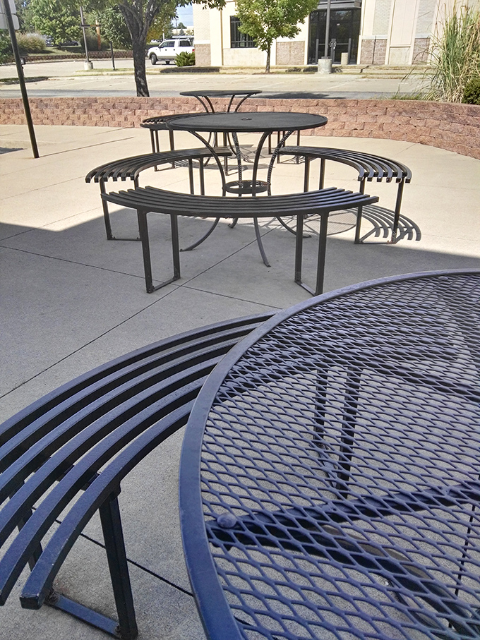 The outdoor seating area&mdash;strategically designed for maximum custard enjoyment and minimum melting crisis management.