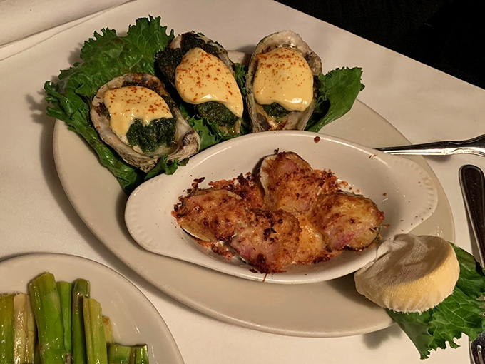 Oysters Rockefeller and scallops that taste like they were harvested this morning. The kind of seafood that makes you understand why coastal living has its privileges.
