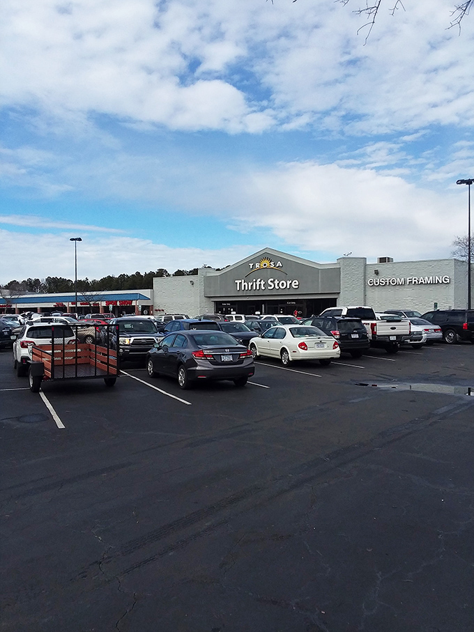 The packed parking lot tells the true story &ndash; TROSA isn't just a thrift store, it's a community destination where treasure hunters gather.