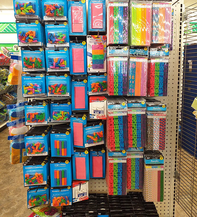 School supply paradise where colorful pencils and erasers stand ready to inspire the next generation of doodlers and dreamers.
