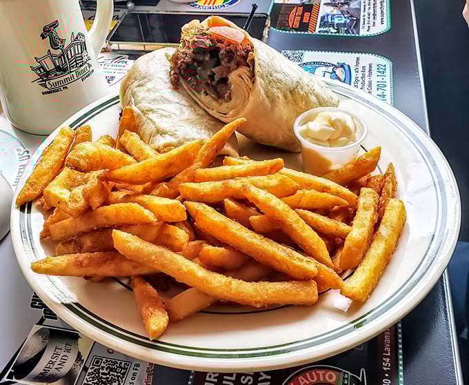 The wrap that launched a thousand naps—a testament to the universal truth that the best meals come with a side of perfectly golden fries.