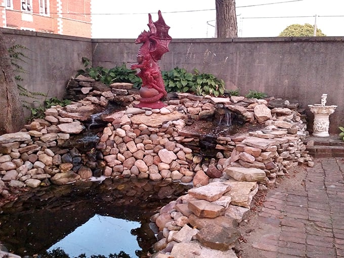 Even the garden embraces the fantasy with a dragon-topped fountain&mdash;proof that whimsy extends beyond the castle walls.