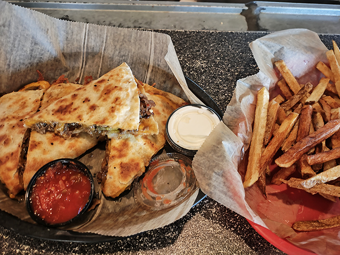 That quesadilla and fries combo isn't just lunch&mdash;it's therapy on a plate for under ten bucks. Take that, fancy wellness retreats.