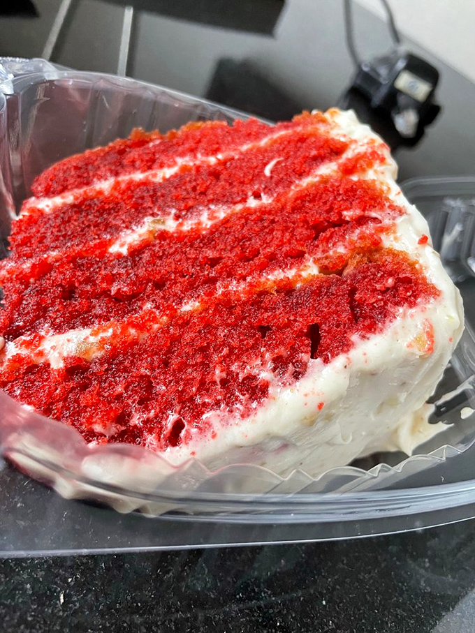 Red velvet cake so vibrant it could power the city grid. Each layer tells a story of butter, love, and generations of perfecting the art of Southern baking.
