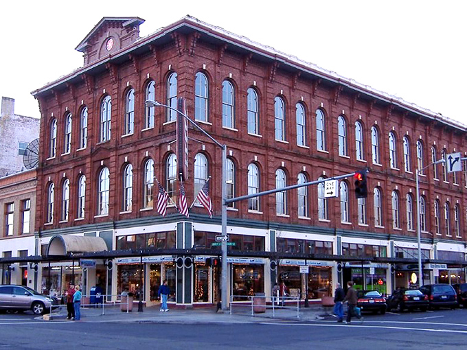 The historic Reed Opera House stands as downtown Salem's grande dame, where shopping and history collide in red-bricked splendor.