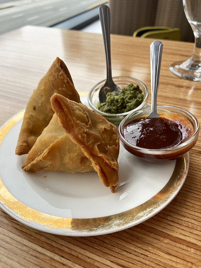 Samosas: the original hot pockets, only infinitely better. These triangular treasures make potato and peas feel like royalty.