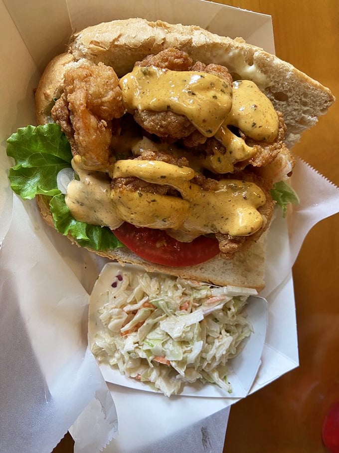 The shrimp po' boy: where New Orleans meets Kentucky in a sandwich so good it deserves its own parade.