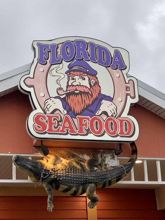 That's not just a restaurant sign&mdash;it's Florida dining folklore complete with a seafaring mascot and the most laid-back alligator you'll ever meet.