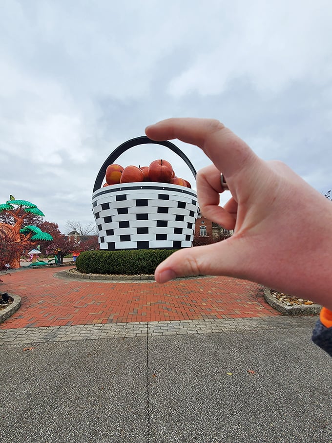 I caught a basket THIS big! The perfect forced perspective shot that'll make your social media followers do a double-take.
