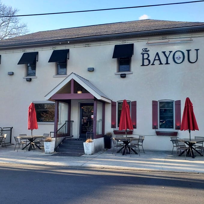 As evening approaches, The Bayou's modest exterior transforms into a beacon for hungry souls seeking Southern salvation in Pennsylvania.